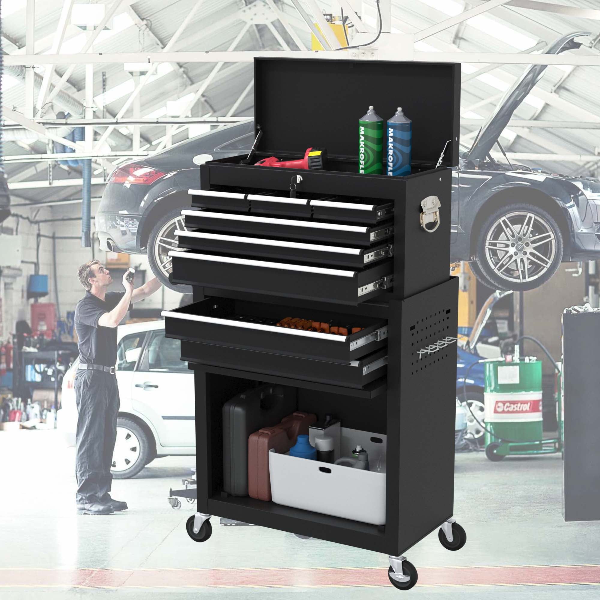8-Drawer Rolling Tool Chest High Capacity Portable Tool Box Organizer ...
