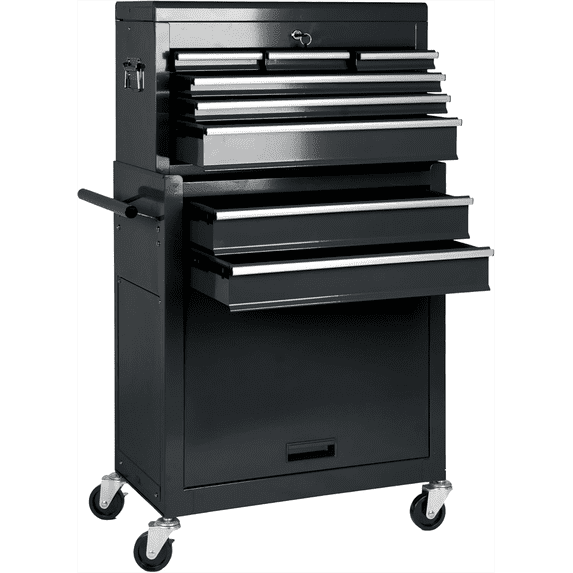 8-Drawer Rolling Tool Chest with Lockable Wheels, Sliding Drawers ...