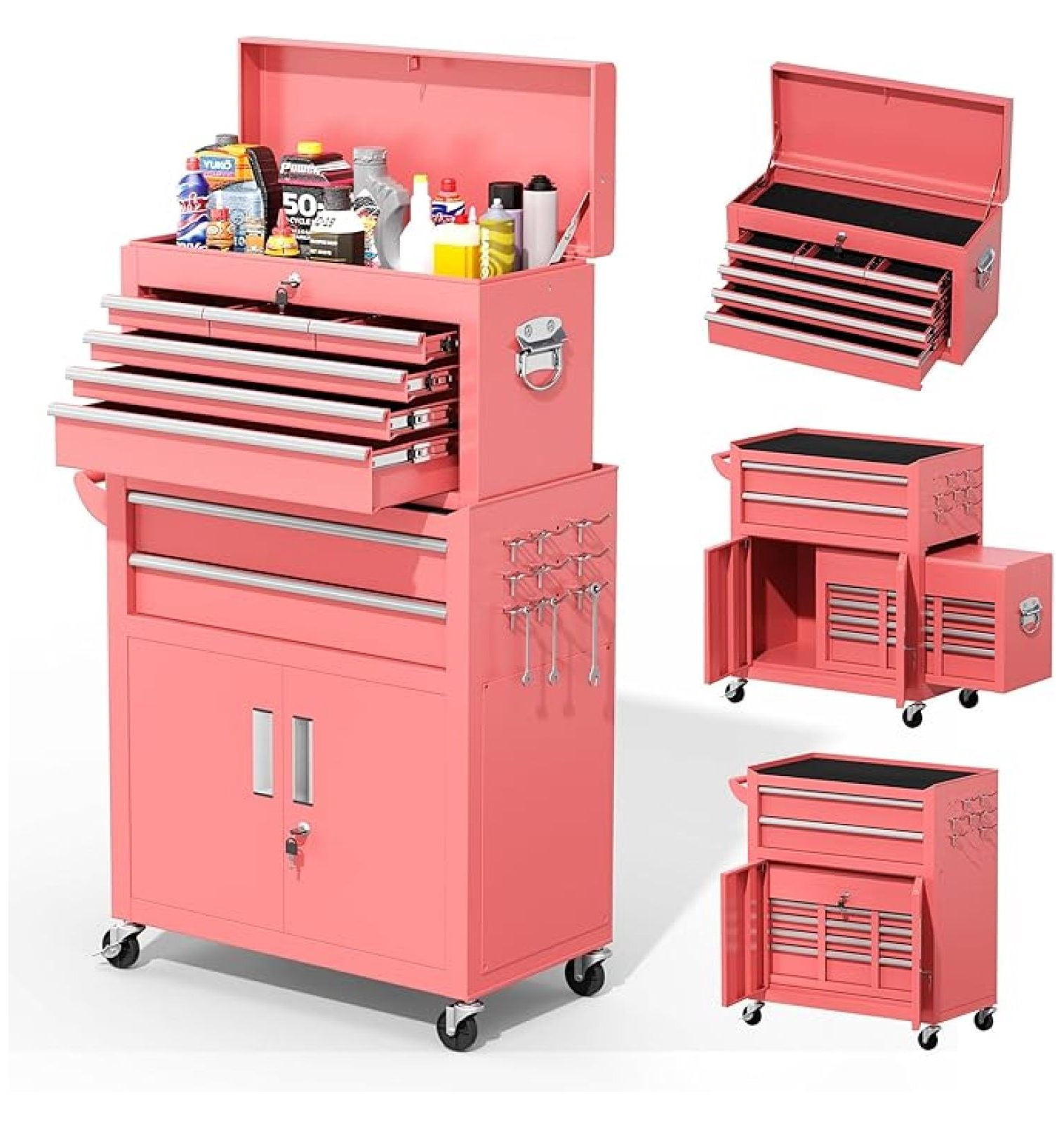 8-Drawer Rolling Tool Chest, Metal Tool Chest with Wheels, Tool Cabinet ...