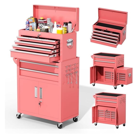 8-Drawer Rolling Tool Chest, Metal Tool Chest with Wheels, Tool Cabinet ...