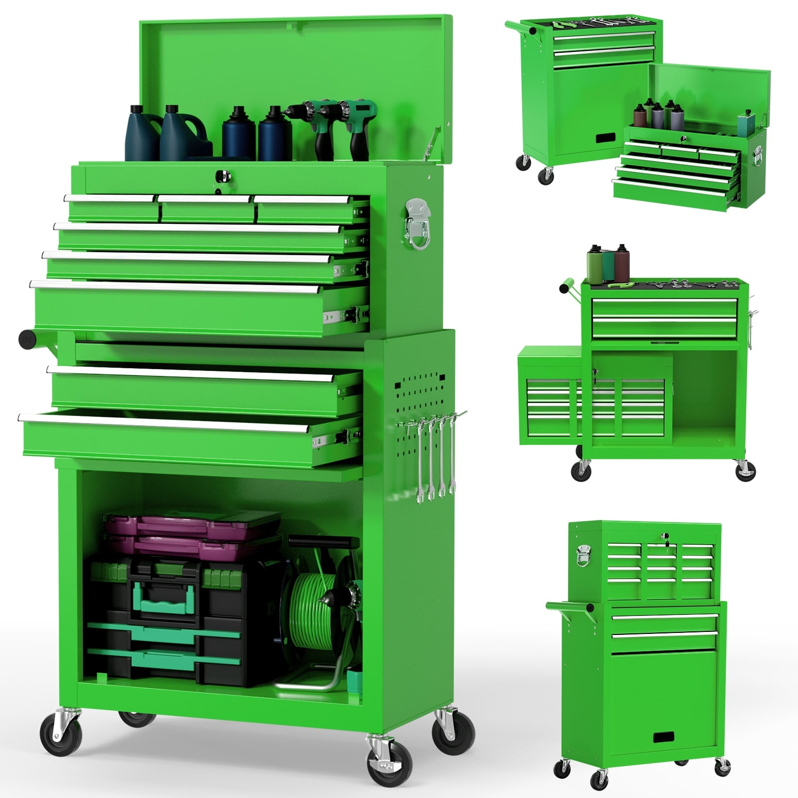 8-Drawer Rolling Tool Storage Cabinet with Detachable Top Tool Box ...