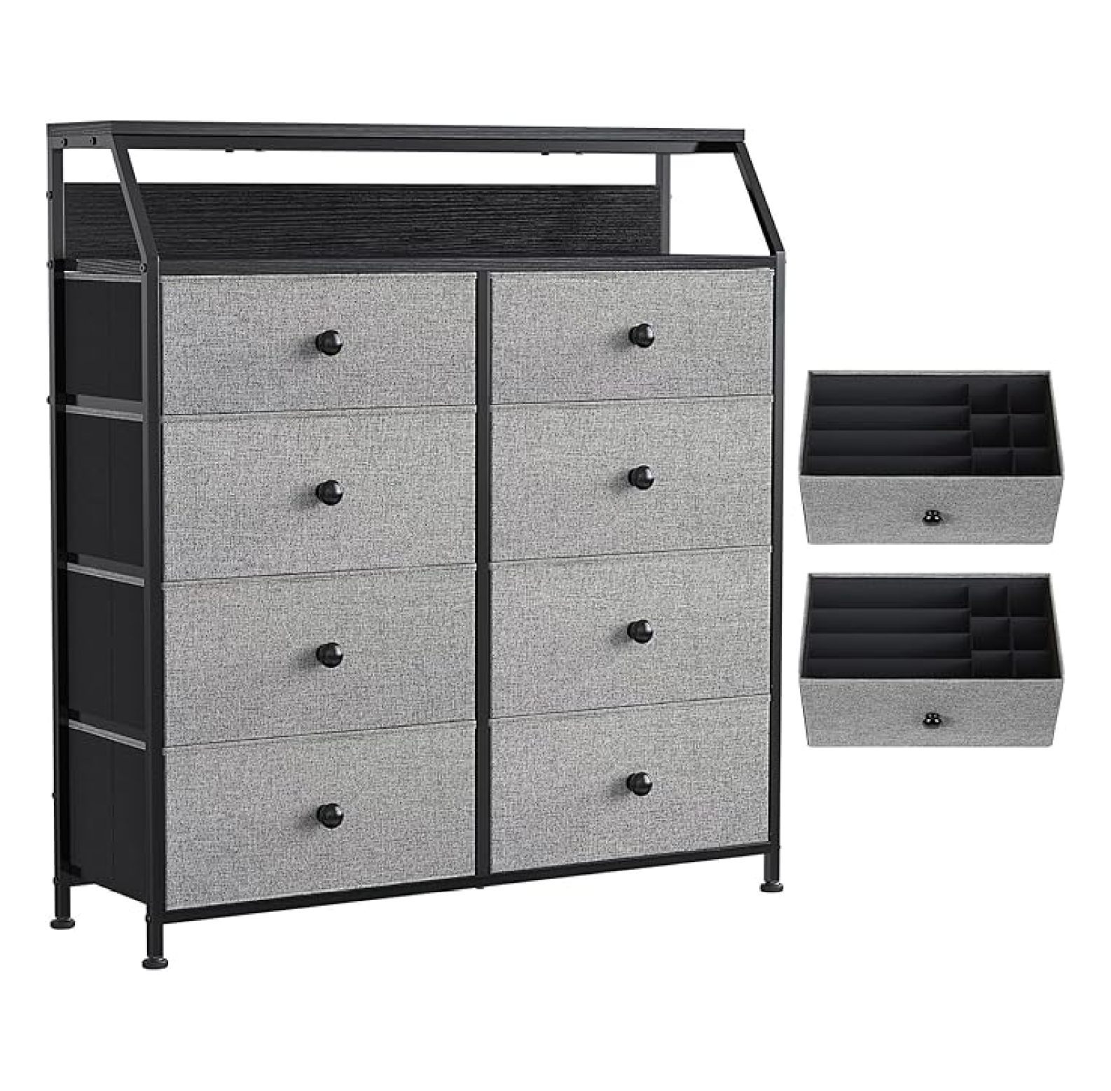 8 Drawer Steel Frame Dresser, Wood Top Storage Organizer for Bedroom ...