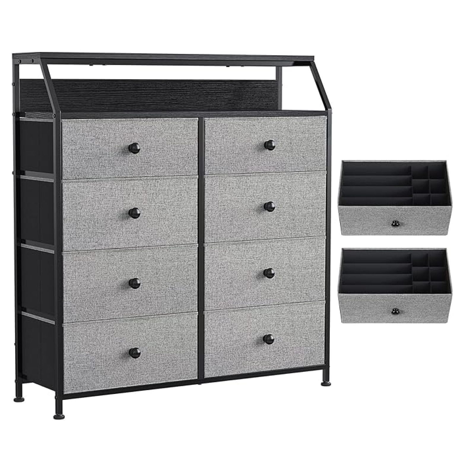 8 Drawer Steel Frame Wood Top Storage Organizer Dresser for Closet ...