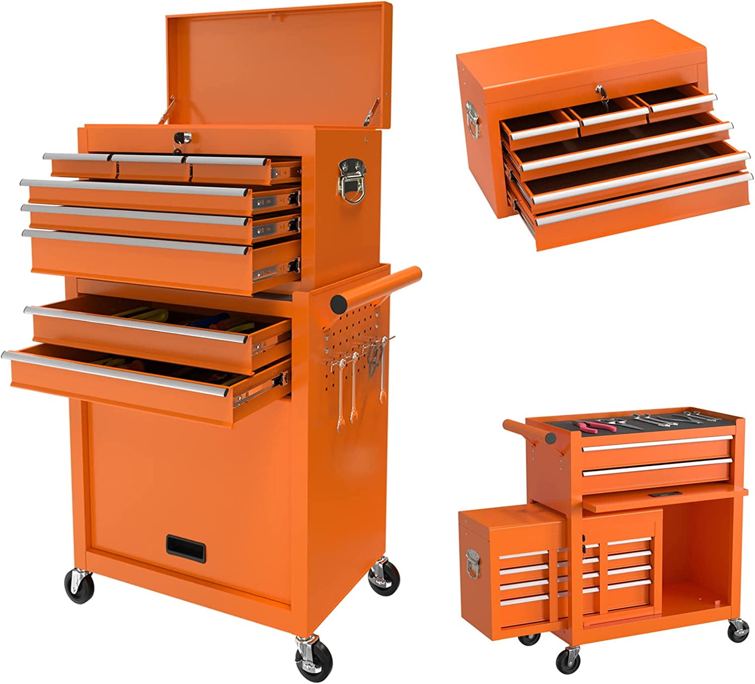 8-Drawer Tool Chest with Wheels Tool Cabinet and Tool Box Lockable ...