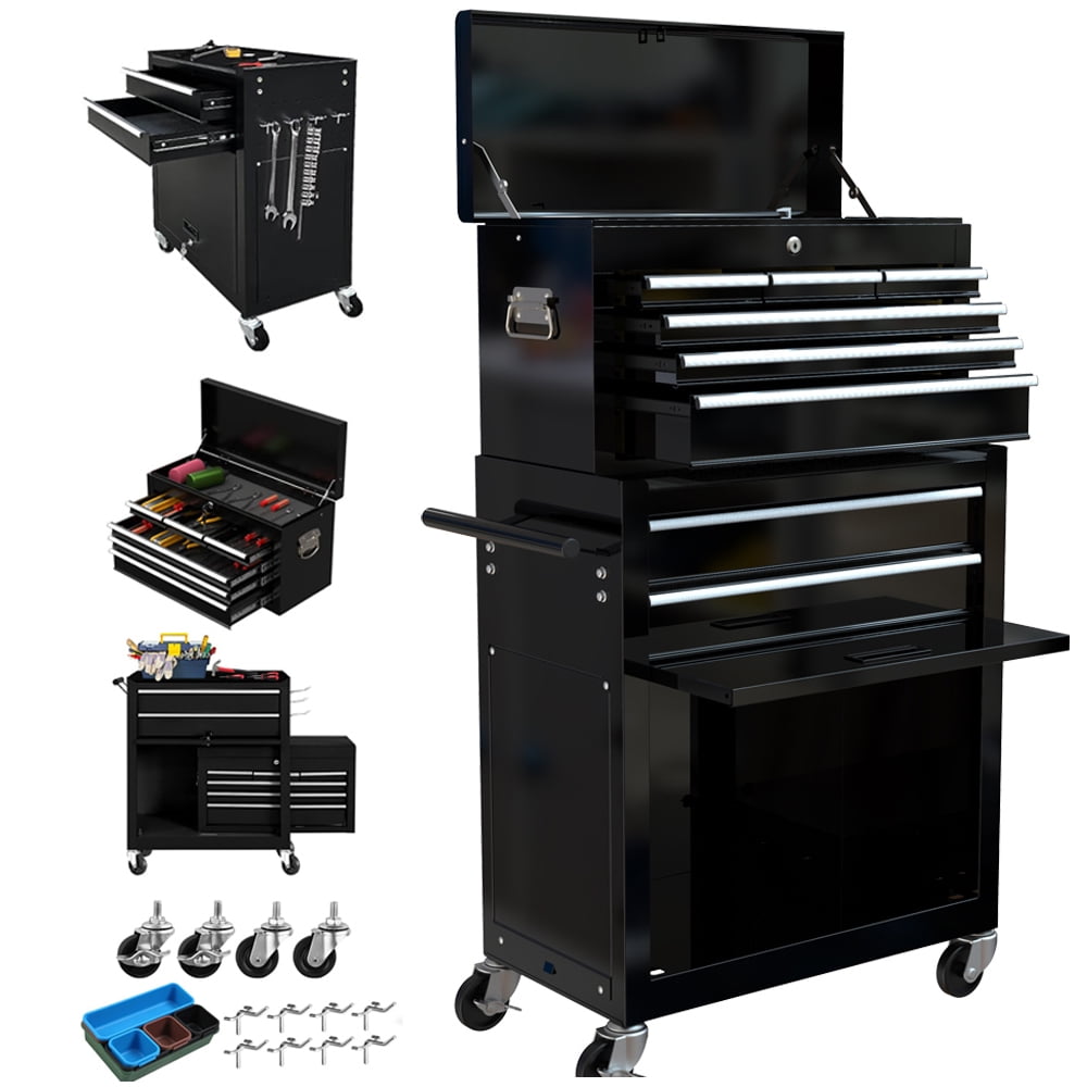 8 Drawer Tool Chest with Wheels,Metal Locking Rolling Tool Box with ...