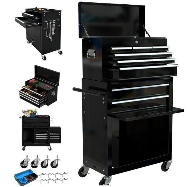 8 Drawer Tool Chest with Wheels,Metal Locking Rolling Tool Box with ...