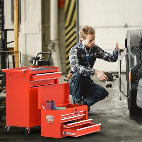 8-Drawer Tool Chest with Wheels,High Capacity Rolling Tool Box with Wheels,Locking Mechanical ...