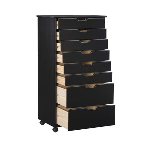8-Drawer Transitional Wood Rolling Storage Cart in Black - Walmart.com