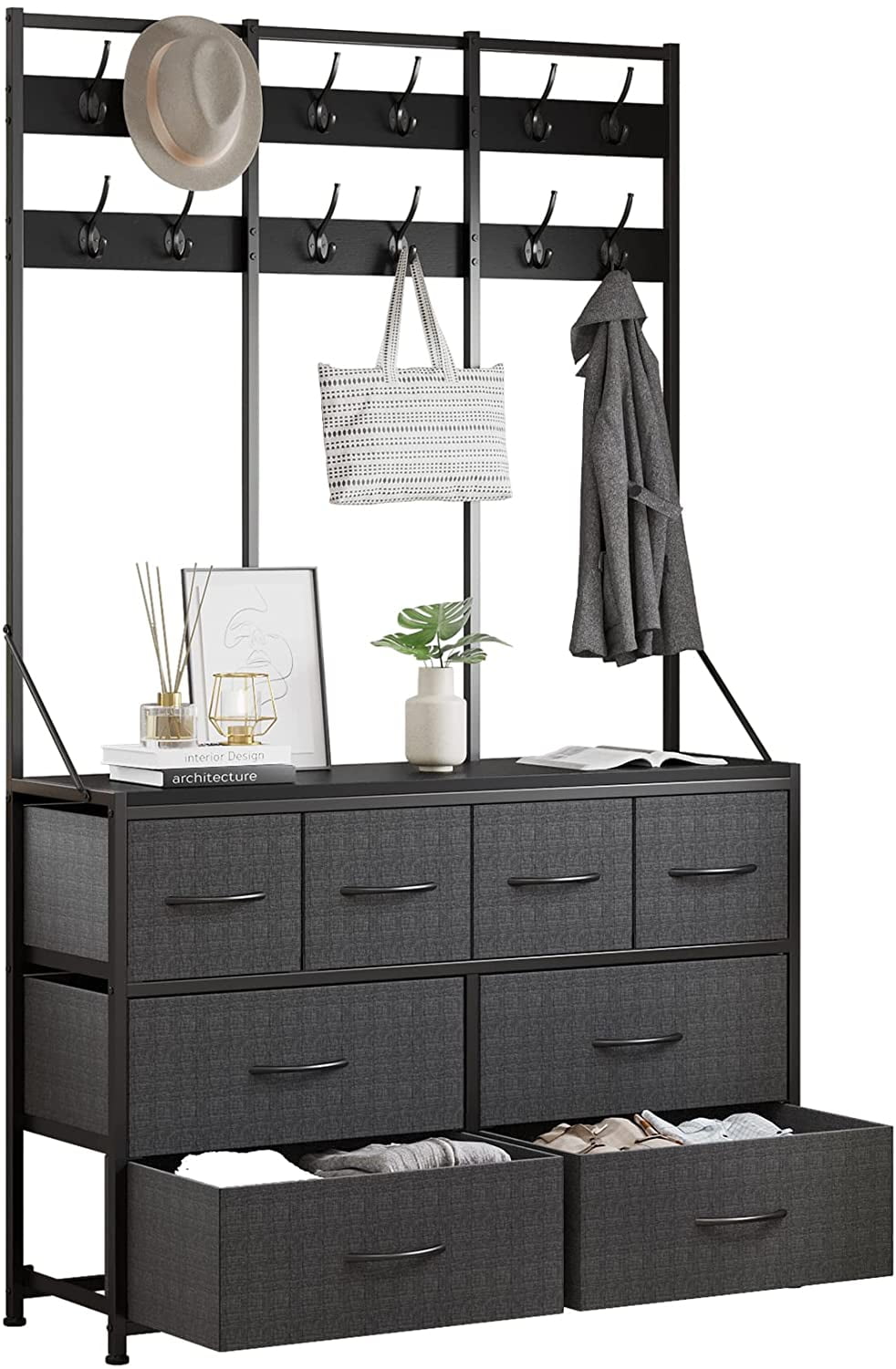 8 Drawers Dresser, Chest of Drawer, Clothes Rack with Fabric Drawers ...