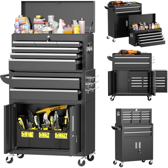 8-Drawers Rolling Tool Chest, Assembled Tool Chest with Wheels ...