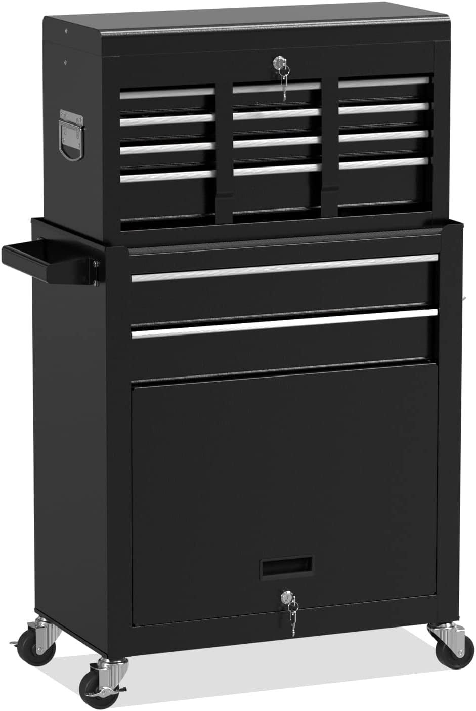 8-Drawers Rolling Tool Chest Tool Box with Wheels 2-in-1 Detachable ...