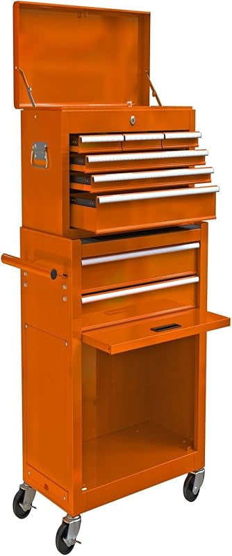 8 Drawers Rolling Tool Chest with Drawers, High acity Portable Rolling Tool Boxes with Wheels ...