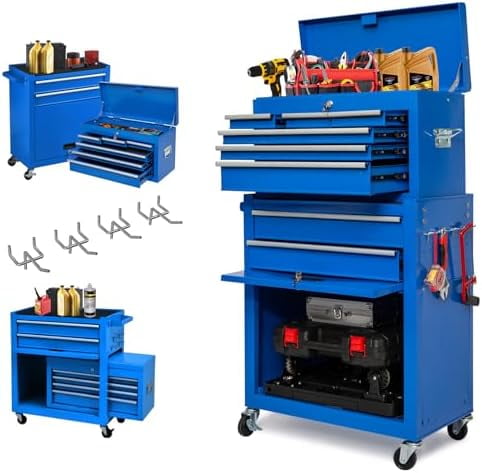 8-Drawers Tool Chest Tool Box, Rolling Tool Chest with Wheels, Rolling ...