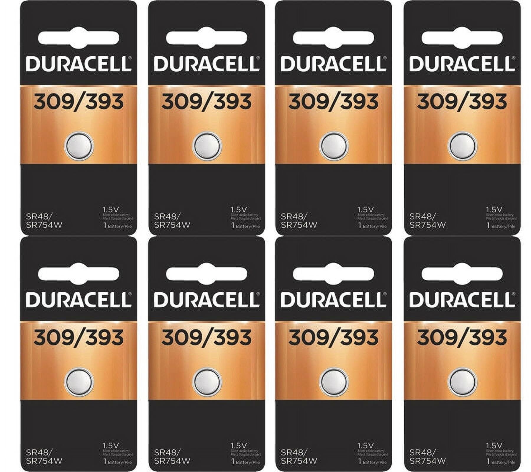 Duracell 8 Silver Oxide Batteries, 309/393, SR48, SR754W/SW, V309 for ...