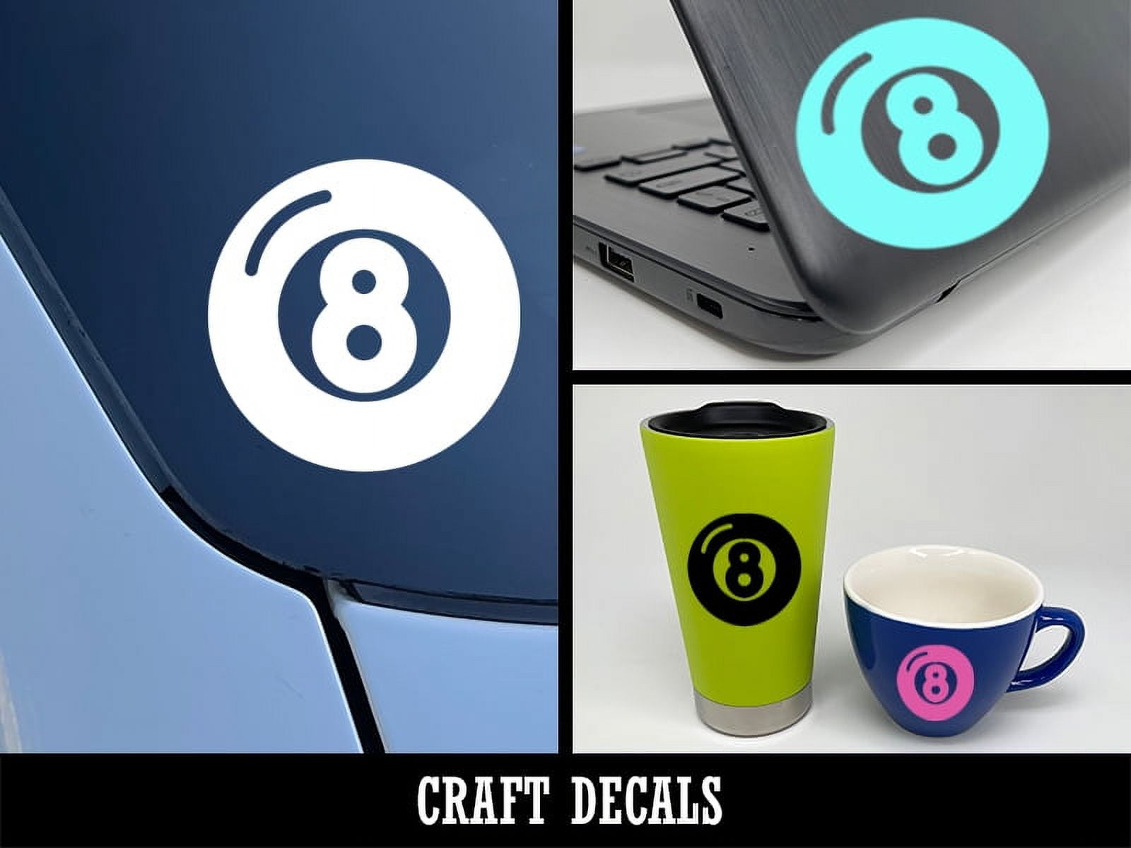 8 Eight Ball Billiards Pool Craft Vinyl Indoor Outdoor Decal Sticker ...