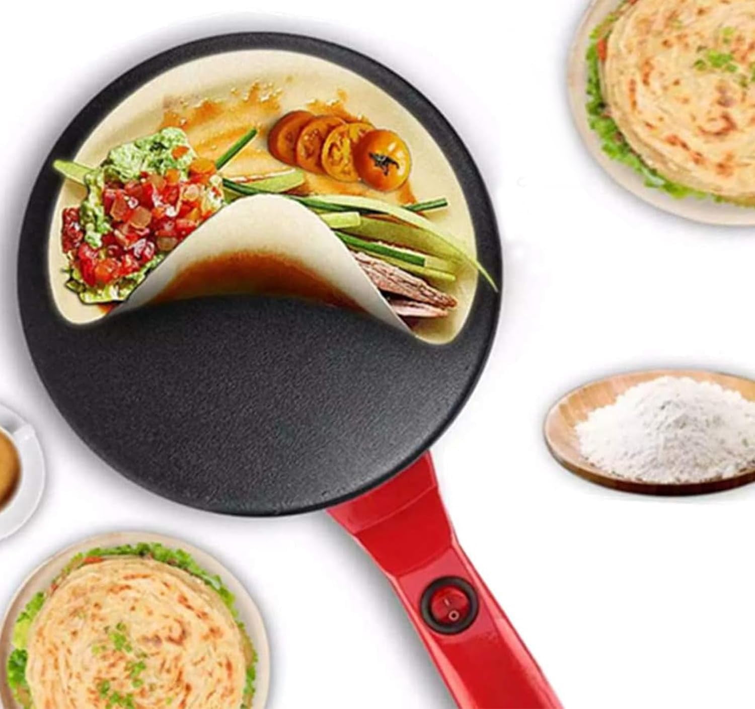 8" Electric Crepe Maker, Portable Crepe Maker Cordless Crepe Pan Maker ...