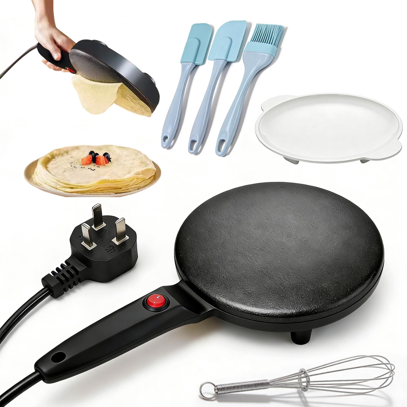 8" Electric Crepe Maker with Quick Heat & Auto Temperature Control ...