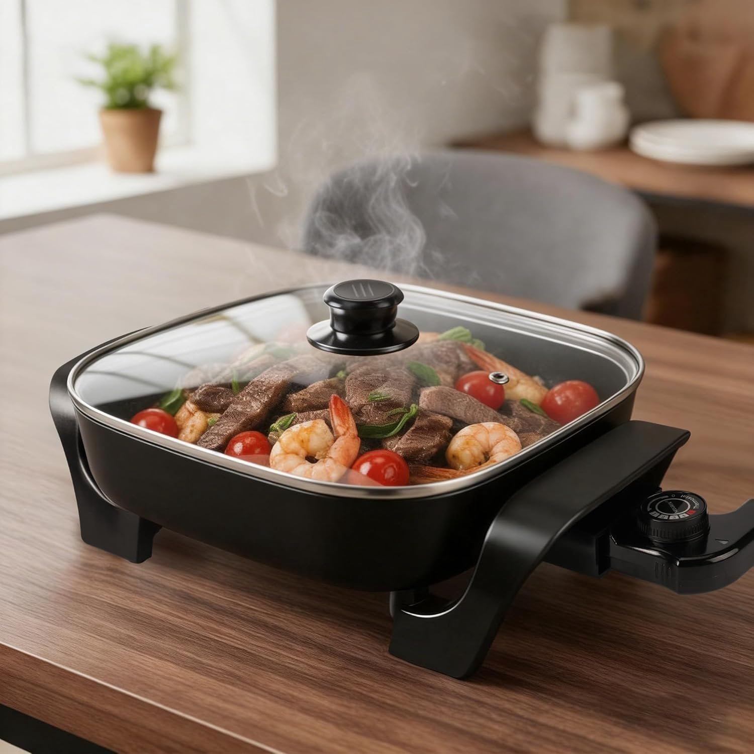 8" Electric Skillet with -Free Non-Stick Ceramic Coating, Removable ...