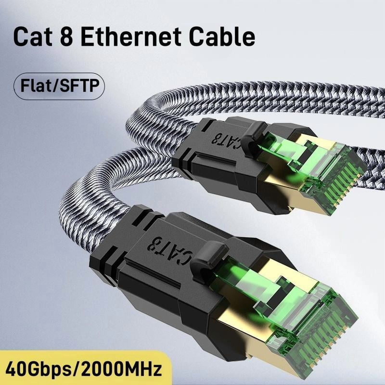 8 Ethernet Cable, High Speed Braided 40Gbps 2000Mhz Network Cord, Heavy ...