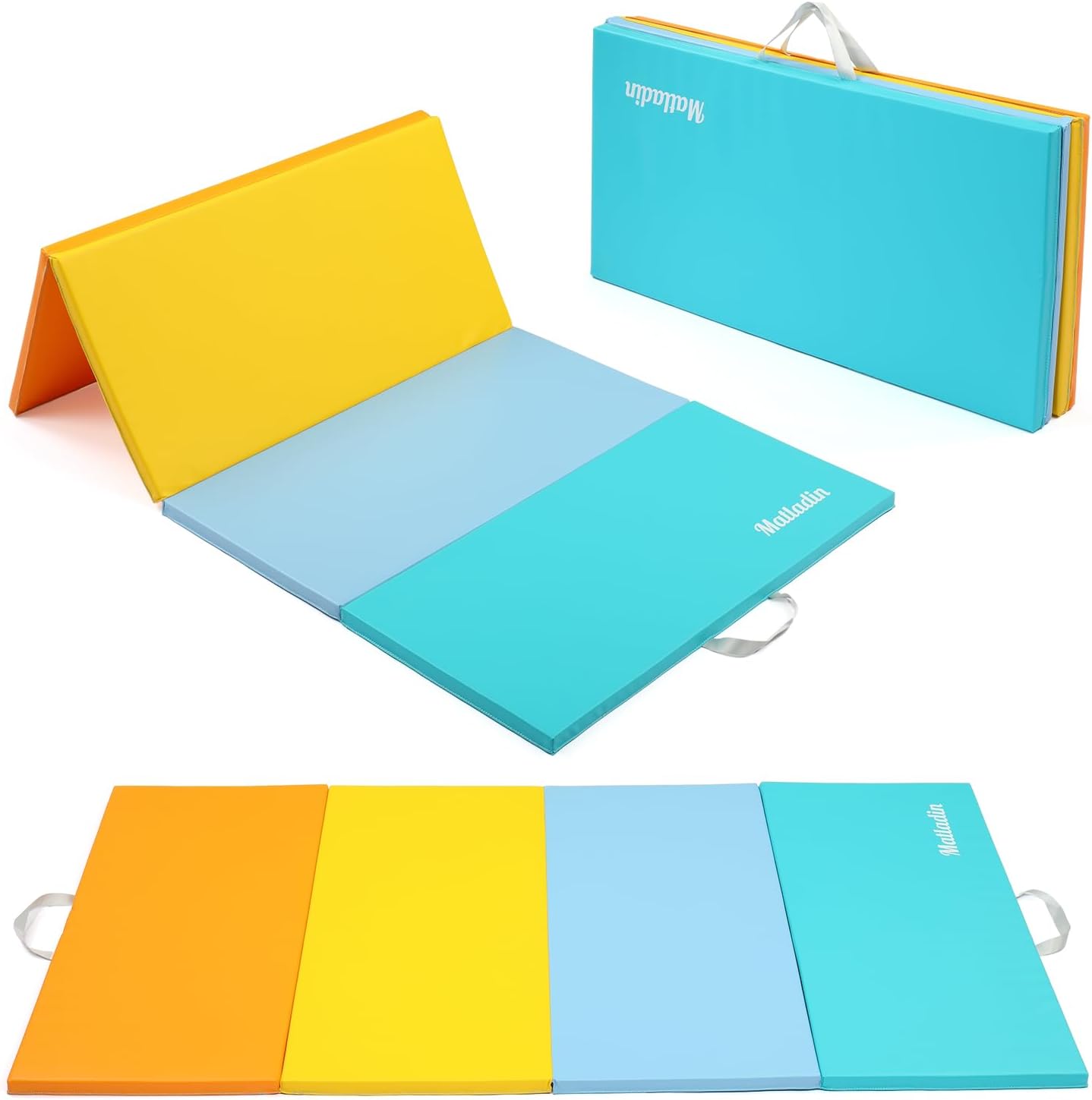 8 FT/6FT Folding Gymnastics Gym Exercise Aerobics Mat, PU Leather ...