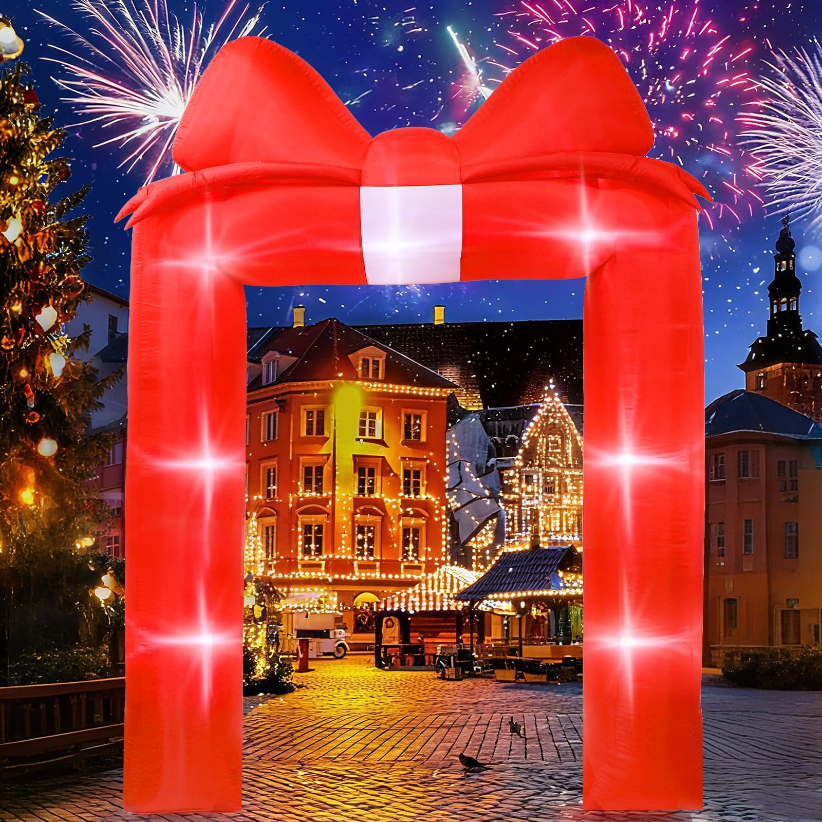 8 FT Christmas Inflatable Bow Arch Archway Red Bowknot Blow Up Archway ...