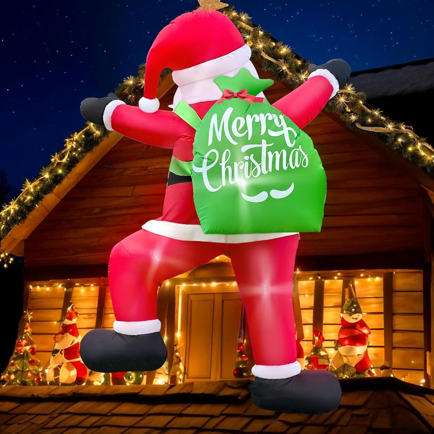 8 FT Christmas Inflatable Outdoor Decorations, Climbing Santa Blow Up ...