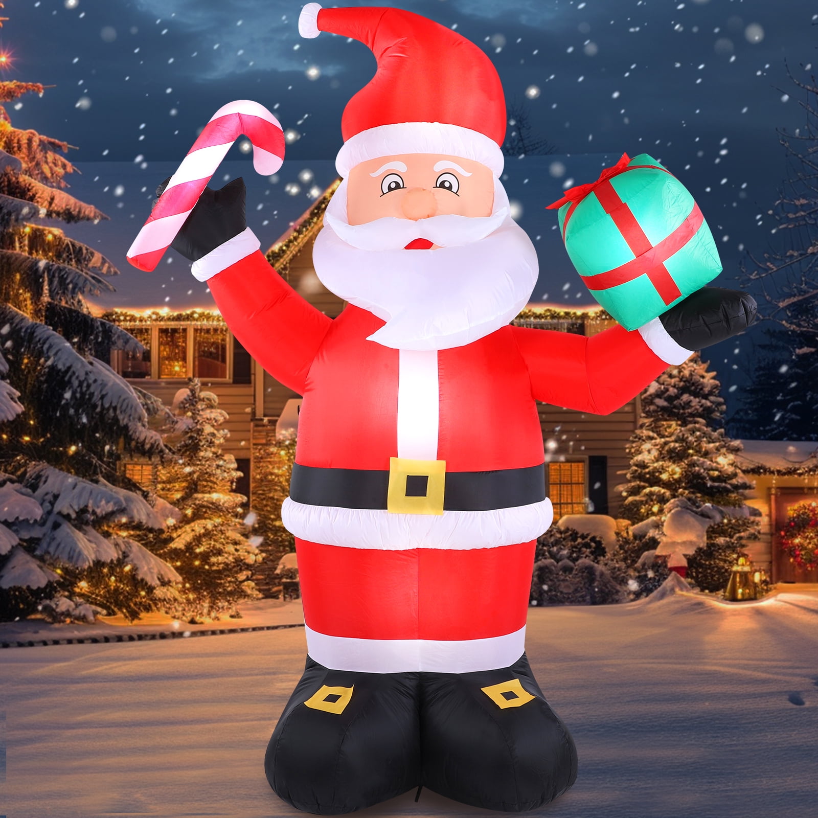KALNUR 8 FT Christmas Inflatable Santa Claus Outdoor Decorations, Built ...