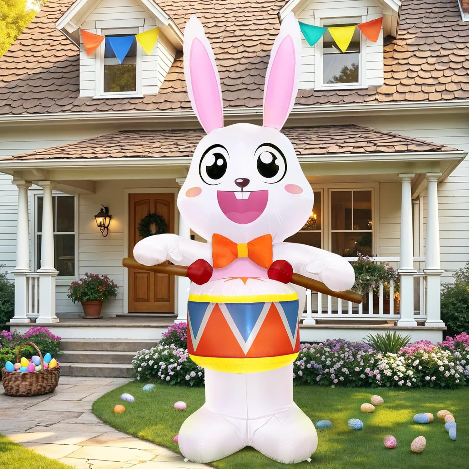 8 FT Easter Inflatables Outdoor Decorations, Drumming Inflatable Easter ...