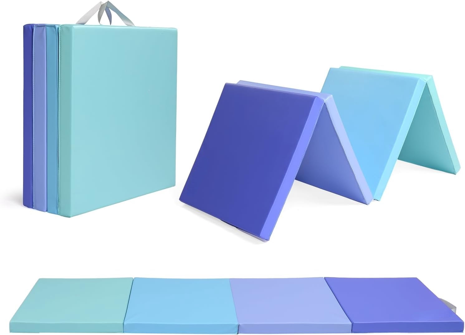 8 FT Folding Gymnastics Gym Exercise Aerobics Mat, 8’x 2’ x 2” PU ...
