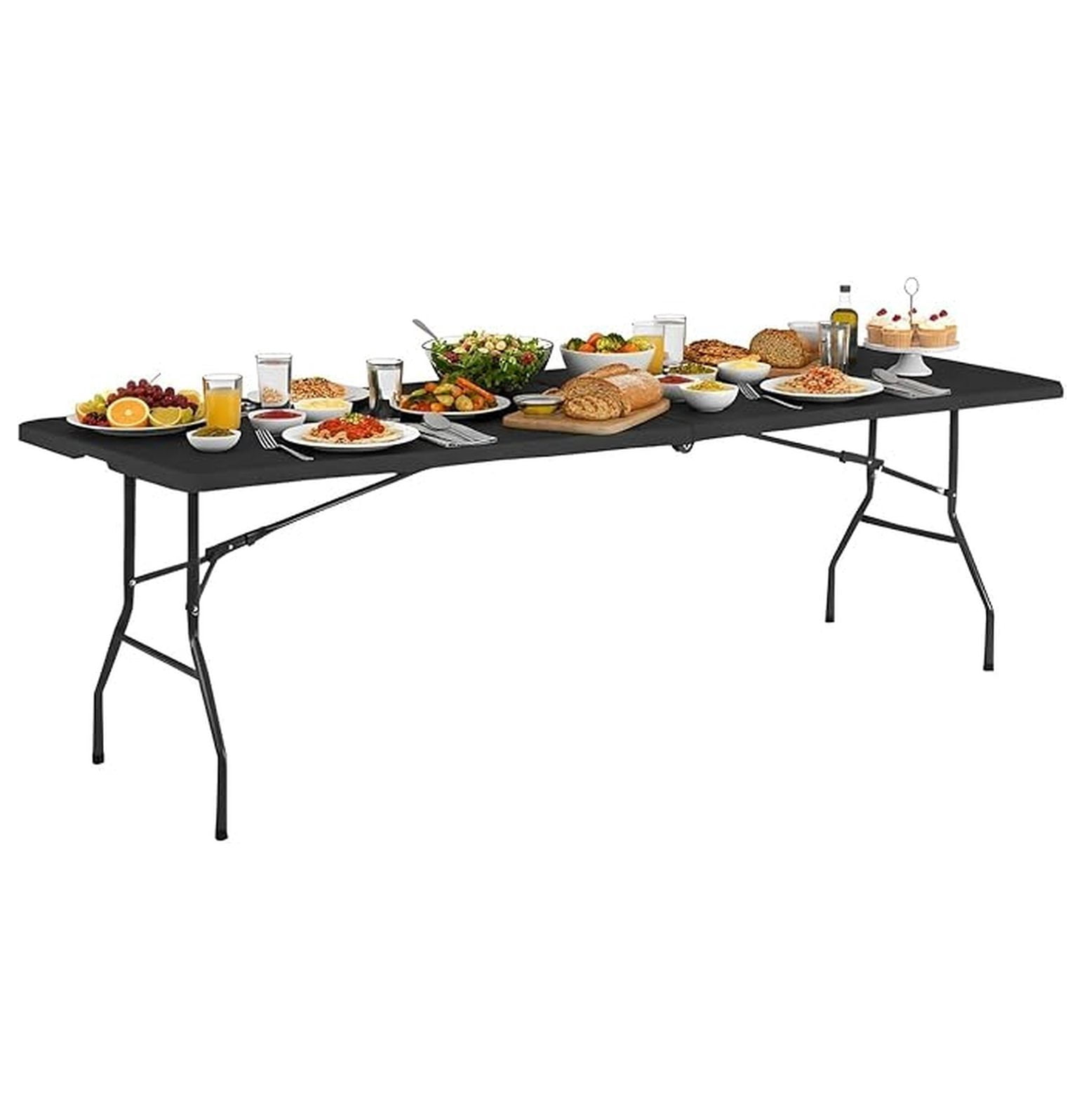 8 FT Folding Table, Heavy Duty Portable Table, Plastic Banquet Table ...