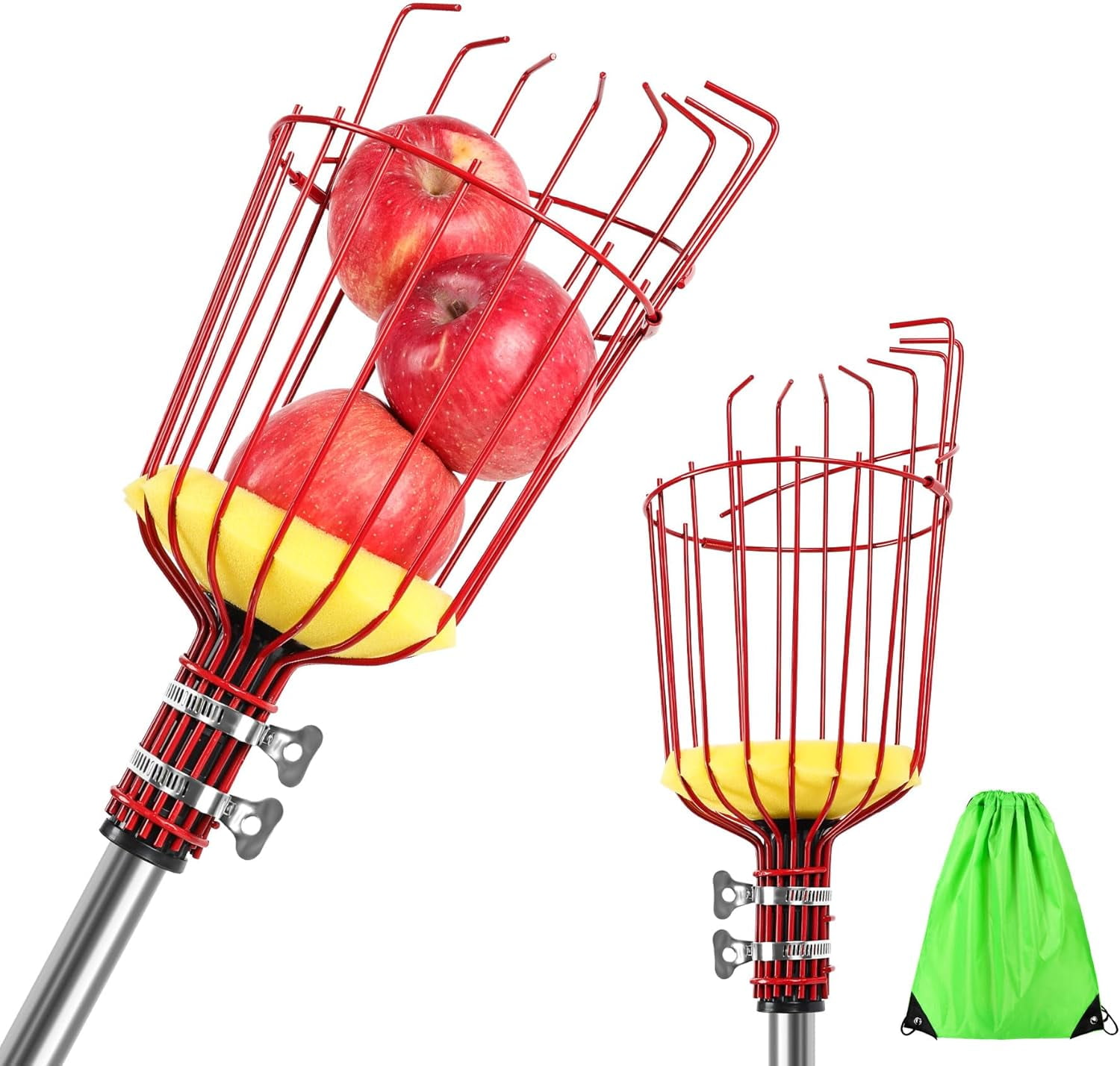 8 FT Fruit Picker Pole with Basket, Adjustable Fruits Picker Catcher ...