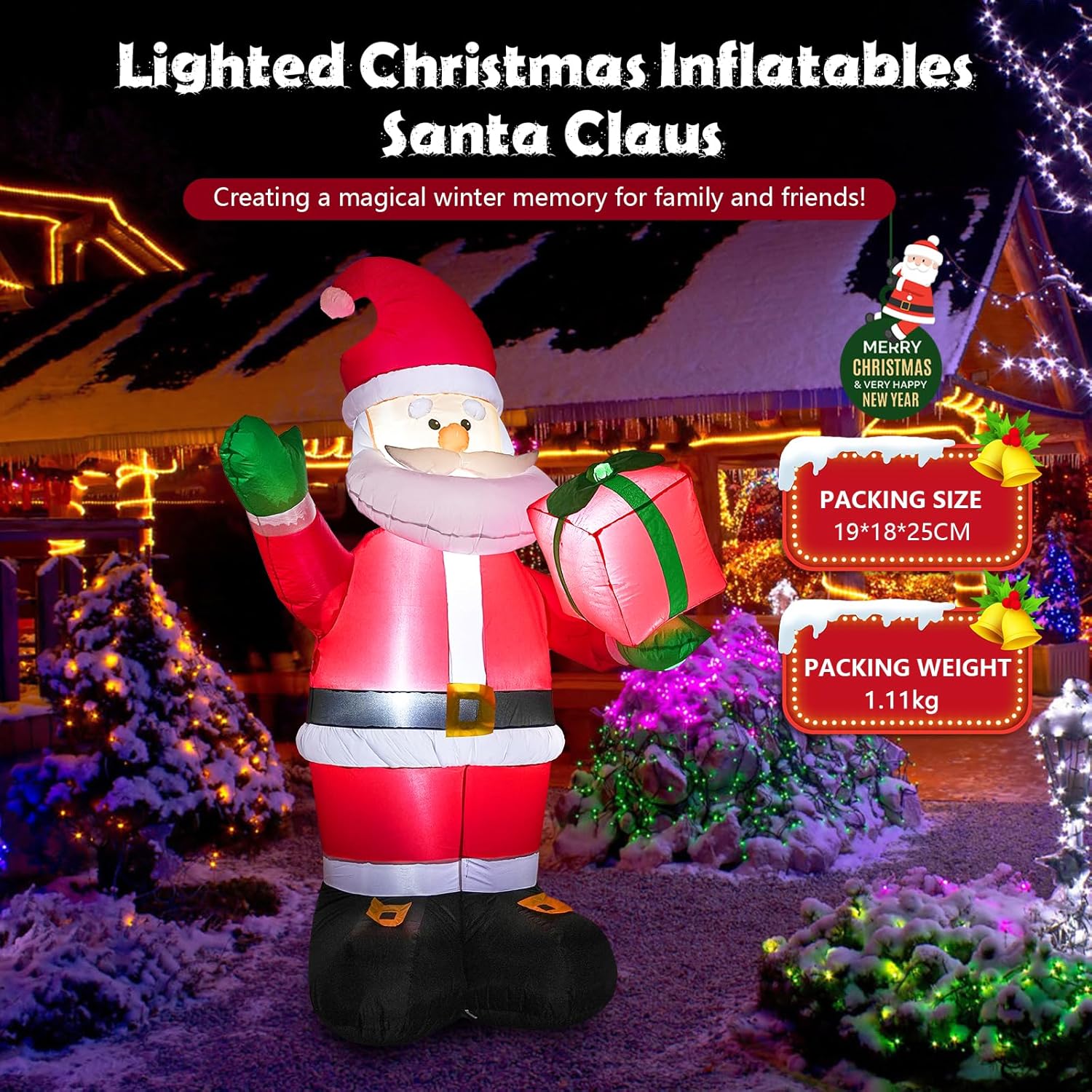 8 FT Giant Christmas Inflatable Santa Claus Outdoor Yard Decorations ...