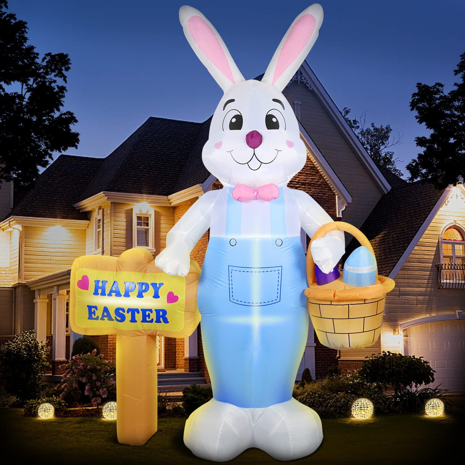 8 FT Giant Easter Inflatable Bunny Outdoor Decorations, with Colorful ...