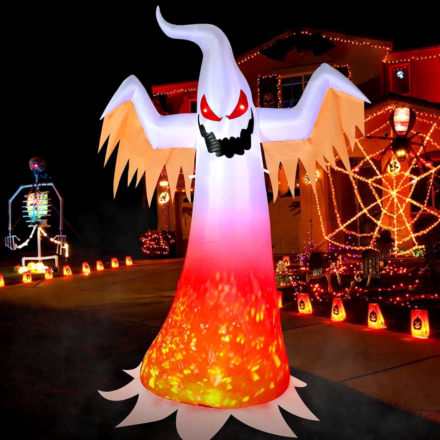 8 FT Halloween Inflatables Ghost Outdoor Decorations, Blow up Yard ...
