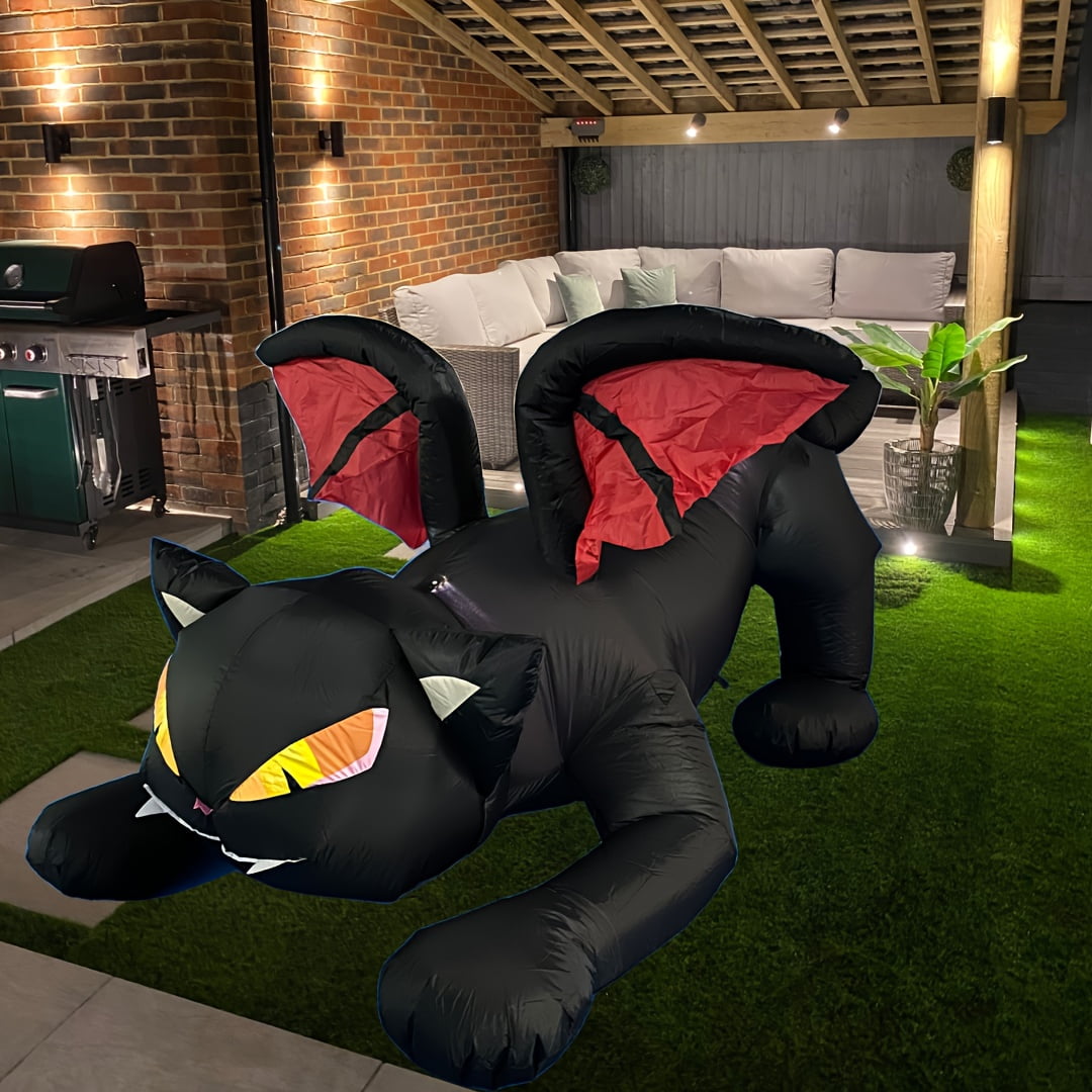 8 FT Inflatable Cat Halloween Decor Outdoor with LED Light, Quick Air ...