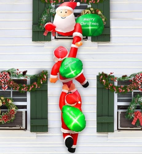 8 FT Inflatable Santa Claus Climbing Outdoor Decorations, Christmas ...