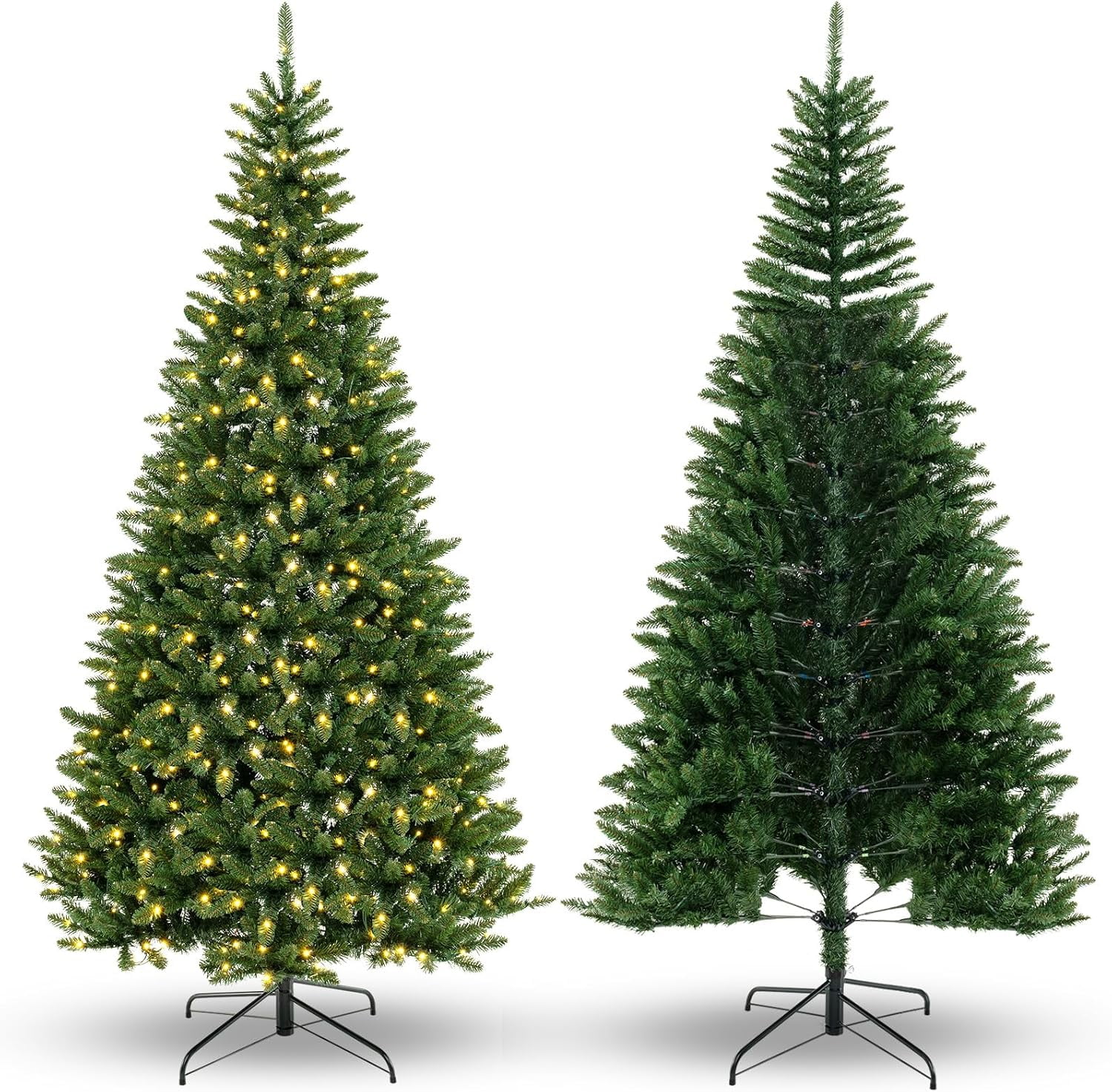 8 FT Pre-Lit Corner Christmas Tree, Space-Saving 270 ° Corner Wall ...