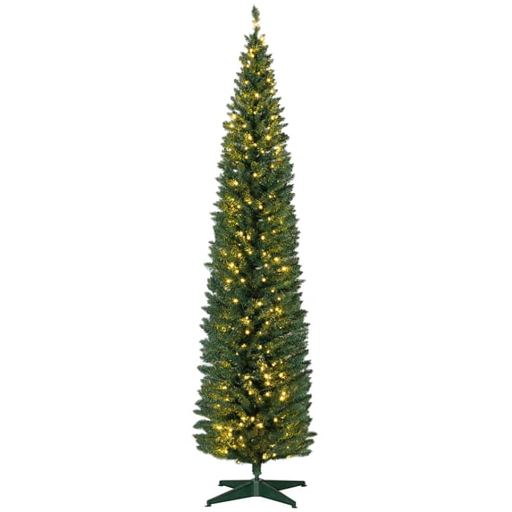 8 FT Tall Pre-Lit Slim Pencil Fir Artificial Christmas Tree with 300 ...
