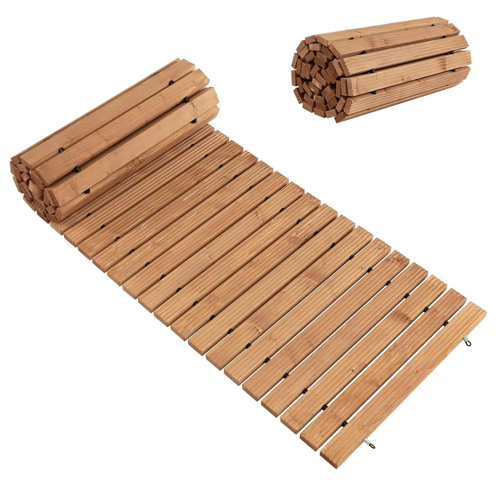 8 FT Wooden Garden Pathway Weather-Resistant Straight Walkway with ...