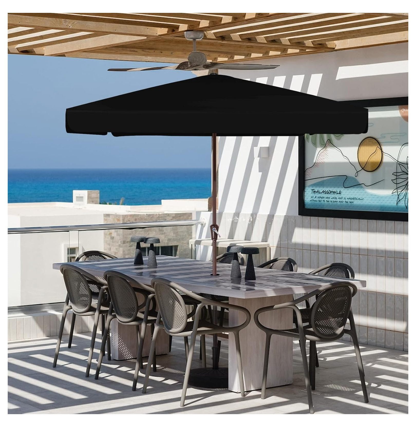 8 FT x 10 FT Rectangular Patio Umbrellas Outdoor Large Market Umbrella ...