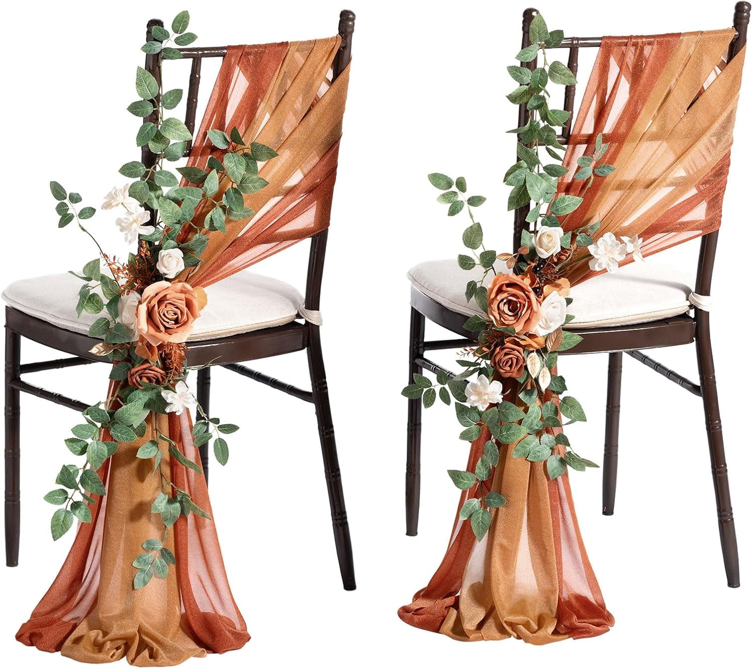 8 Fall Wedding Chair Decorations Aisle Pew Church Artificial Flowers ...