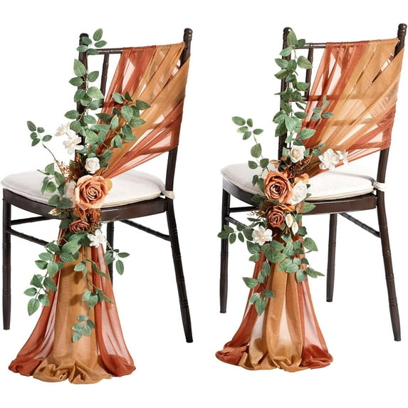 8 Fall Wedding Chair Decorations Aisle Pew Church Artificial Flowers ...