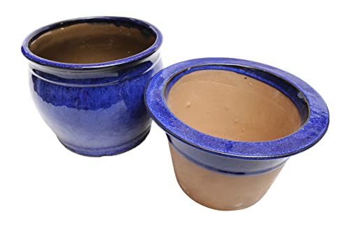 8" Falling Blue Ceramic Self Watering Planter - Walmart.com