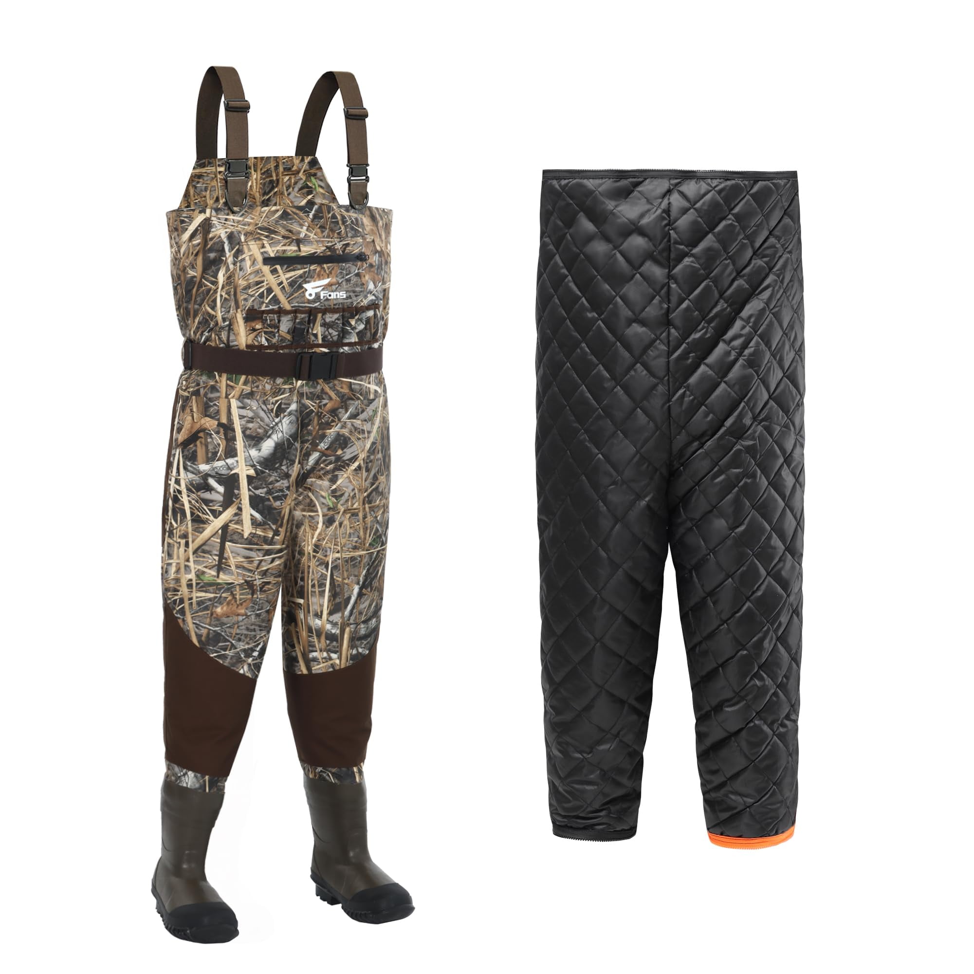 8 Fans Hunting Waders with 1000G Insulation Rubber Boots, Neoprene ...