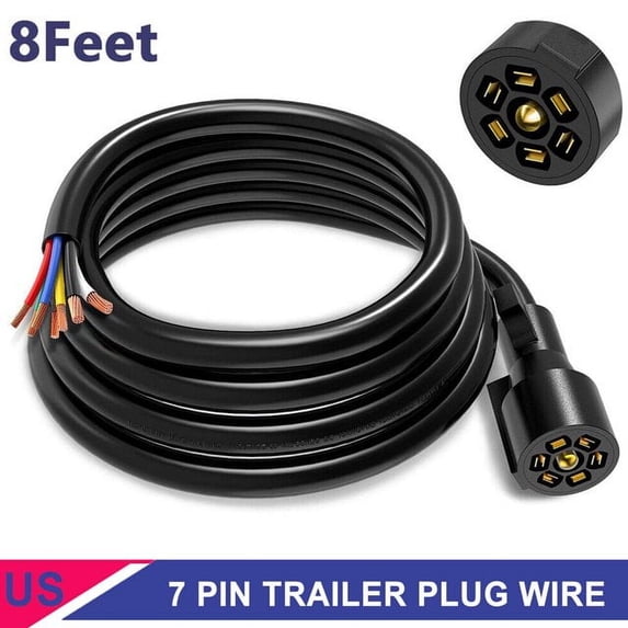Yi Ya Su 8ft 7 Way RV Trailer Plug, Copper Connector Cable, Rugged PVC ...