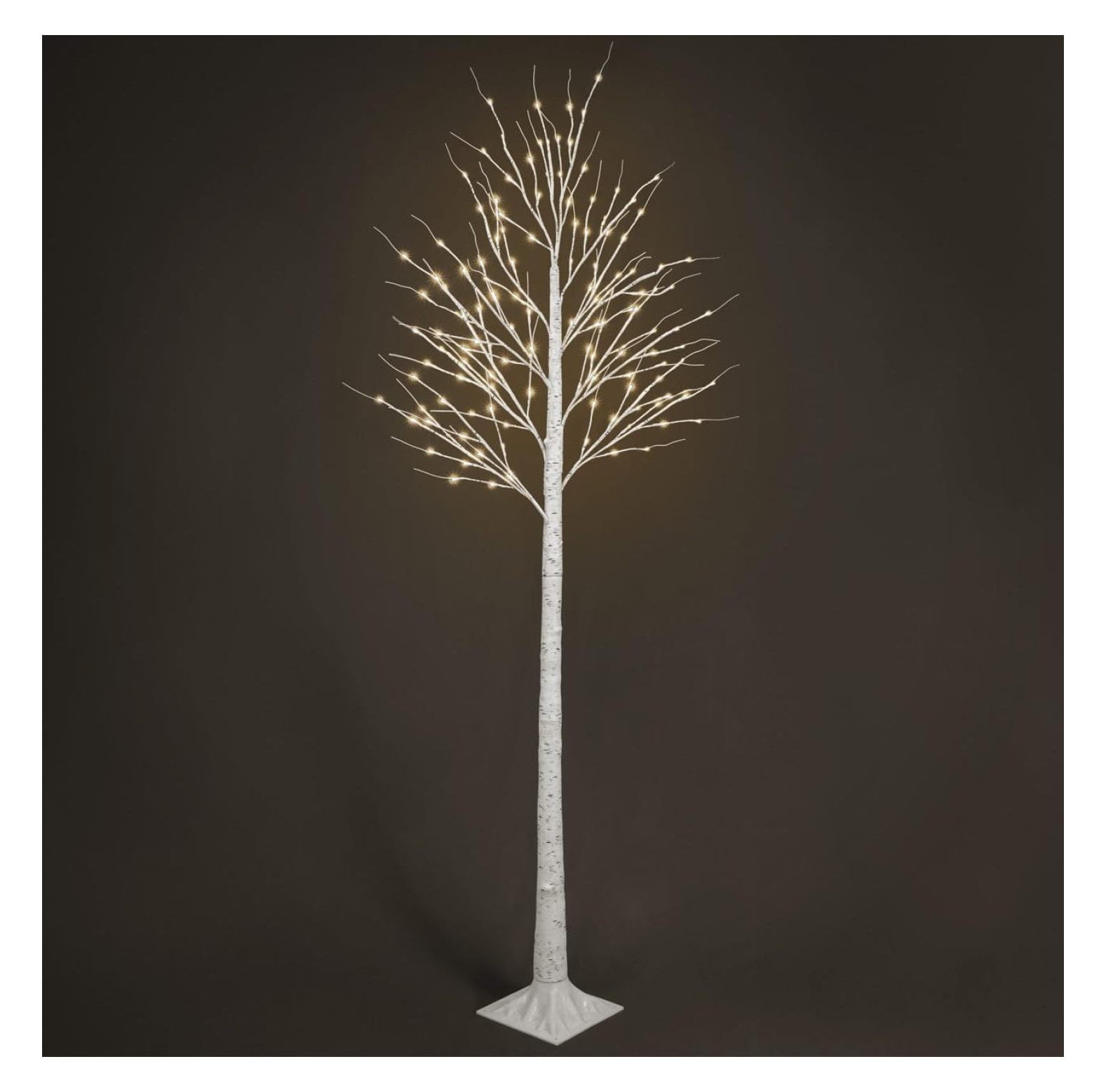 8 Feet, 96inch Full White Twinkling Birch Tree w/ 132 LED Lights, Light ...