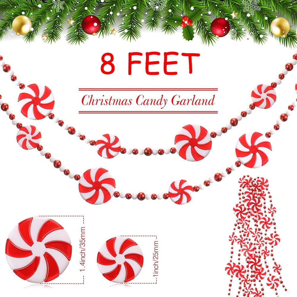 8 Feet Christmas Candy Garland Peppermint Candy Garland Christmas ...