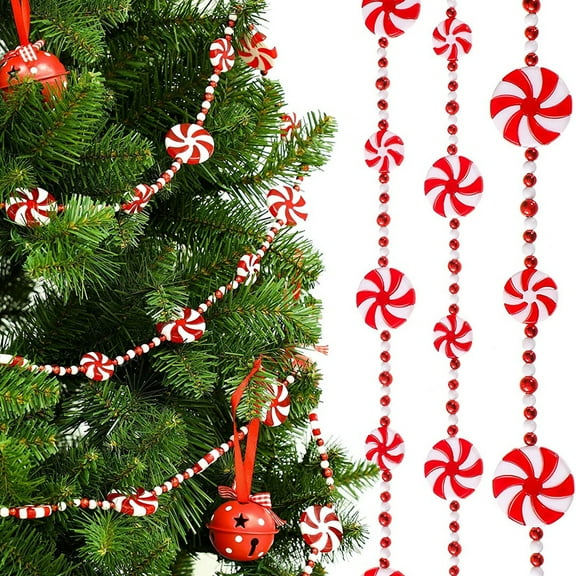 New ! 25 Ft Long Christmas Holiday Garland Foil Red And White Candy ...