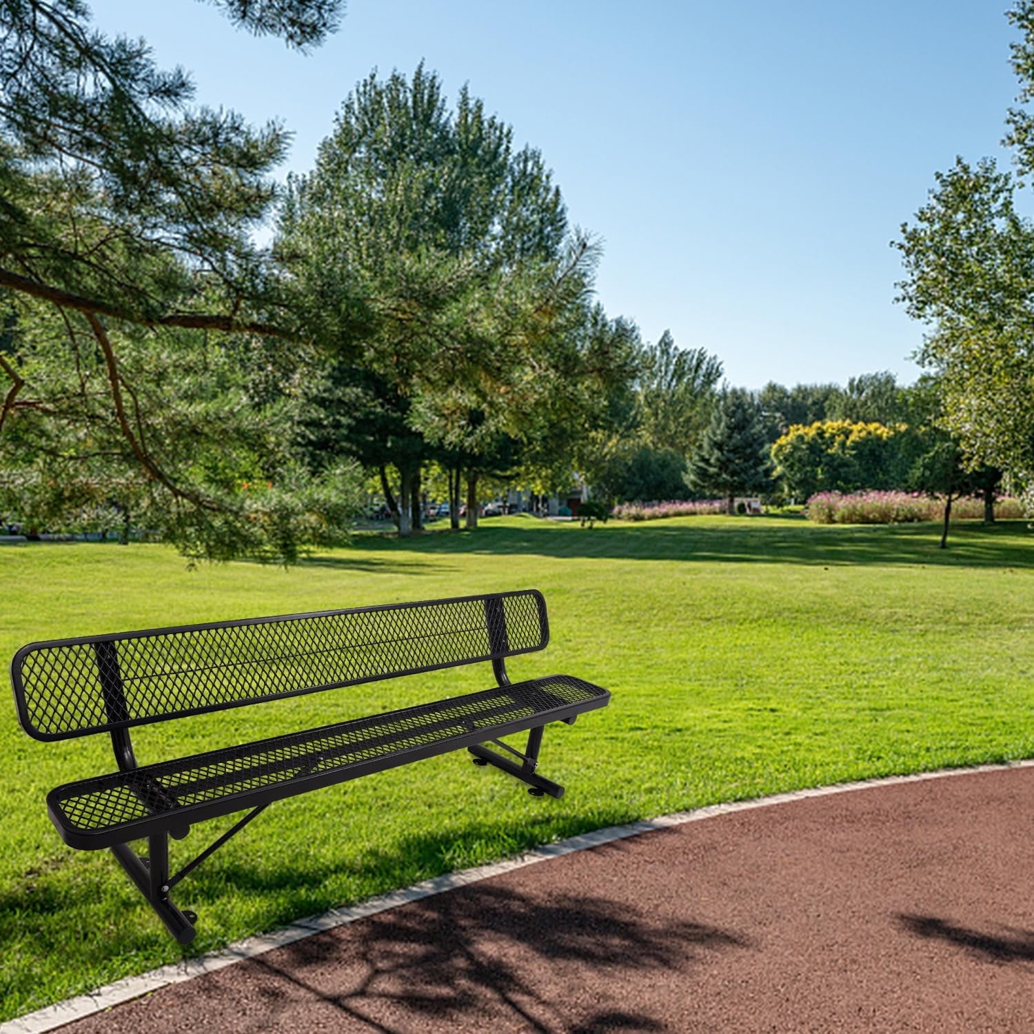 8 Feet Heavy Duty Metal Park Bench for Outside, Outdoor Bench with ...