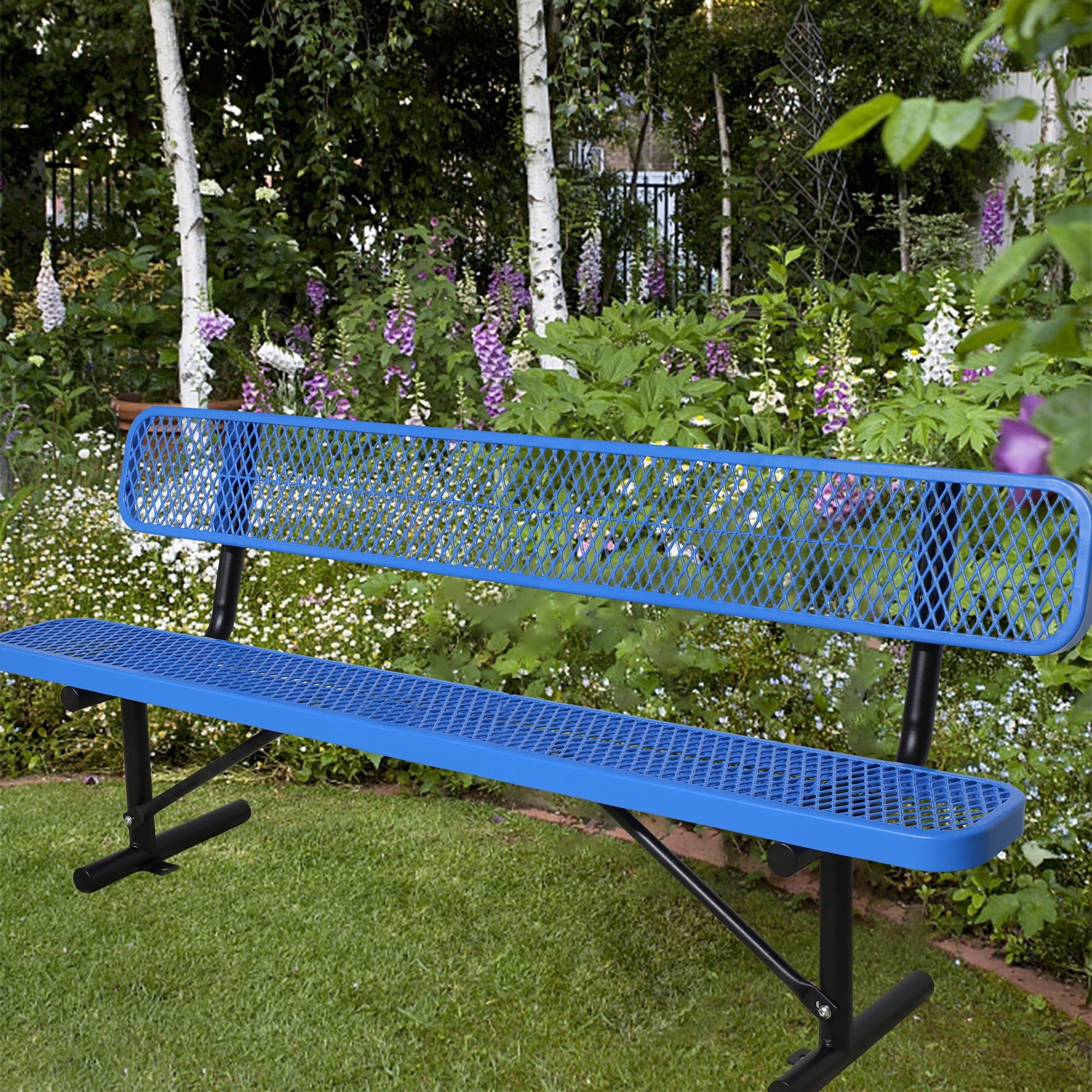 8 Feet Heavy Duty Metal Park Bench for Outside, Outdoor Bench with ...